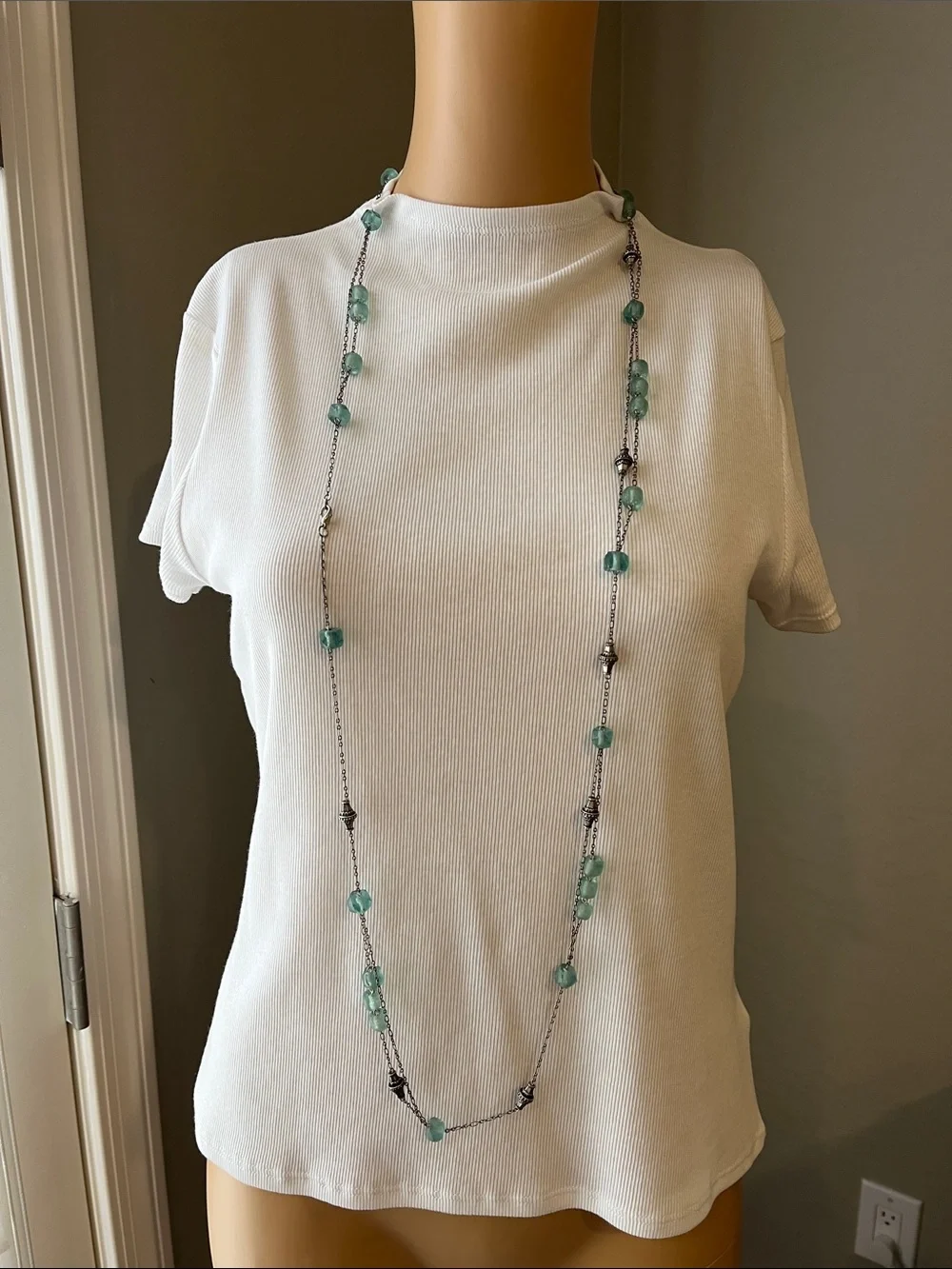 Jewelry | Long Aqua Bead Station Necklace Earrings | Poshmark